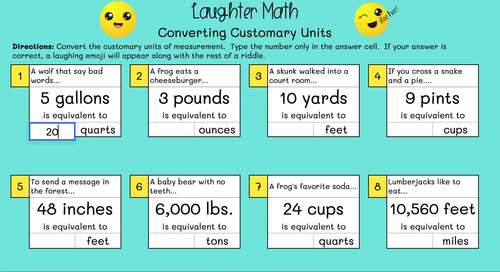 Converting Customary Units of Measurement Digital Activity - Laughter Math