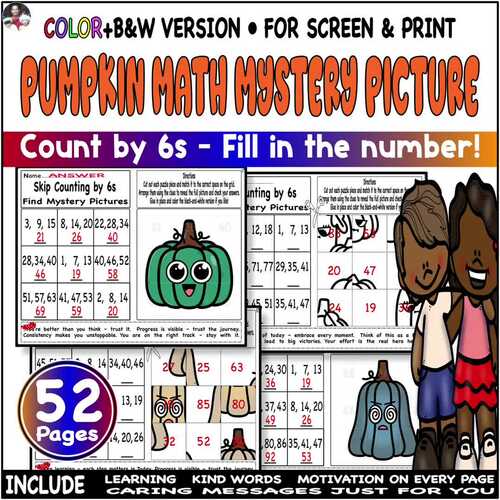 Pumpkin Skip Counting by 6s – Fill in the Number | Fall Math Mystery ...