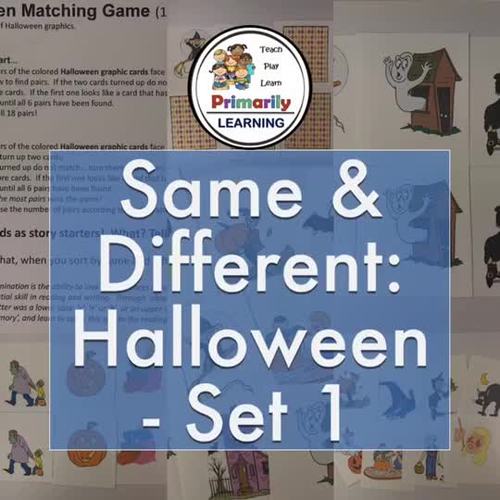 Same and Different HALLOWEEN Set 1 by Primarily Learning | TpT