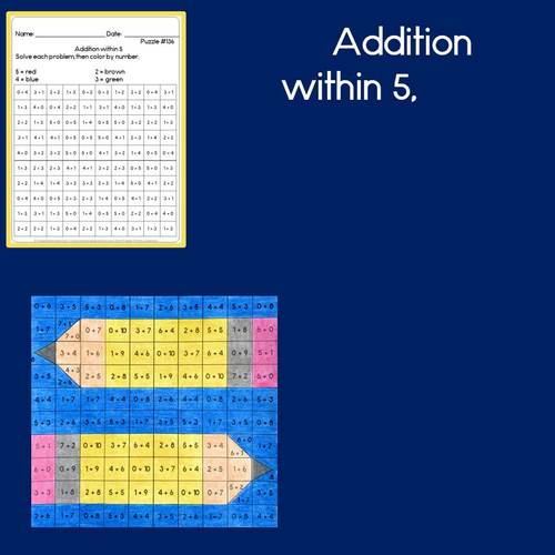 BTS 100s Chart Color by Number Addition & Subtraction Within 10 for ...