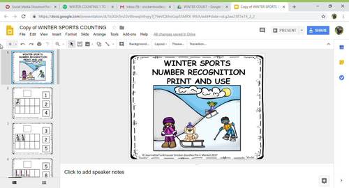 WINTER COUNTING 1 TO 10 GOOGLE SLIDES by Snicker-doodles Pre-k Market
