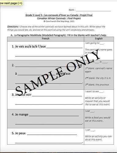 Grade 5 (SK Level 5) Canadian Winter Carnivals Unit Final Project
