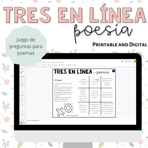 Tic-tac-toe reading game - Poetry game in Spanish - Literacy center ...