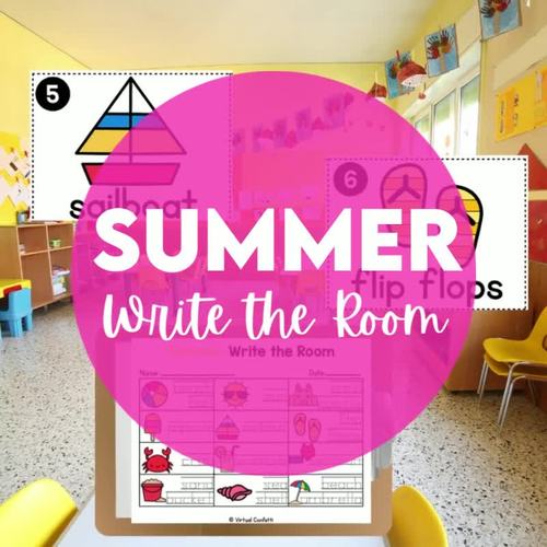 Summer Write the Room Kindergarten Vocabulary by Virtual Confetti