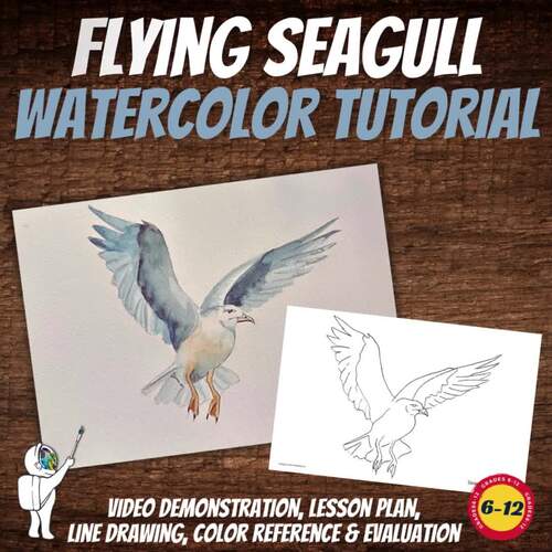 Beginner Watercolor Tutorial Video: Flying Seagull; Middle / High ...