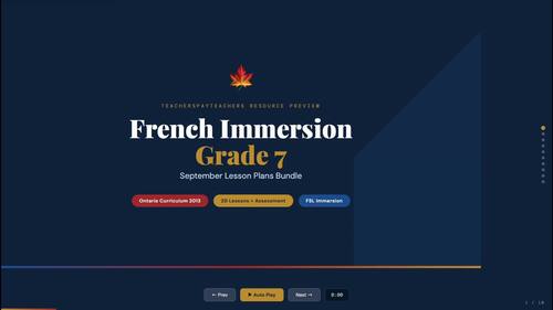 French Immersion Grade 7 September Lesson Plans + Assessment Ontario ...