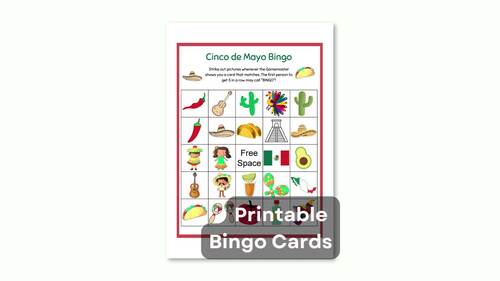 Cinco de Mayo Bingo Cards, 50 Printable Bingo Cards, Mexican-Themed Games