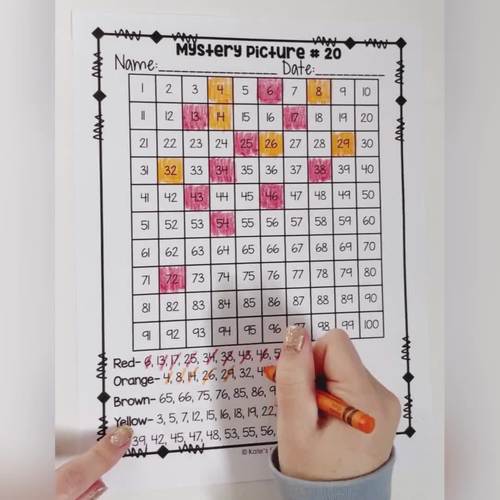Fall Mystery Picture 100s Chart by Kate's Place | TPT