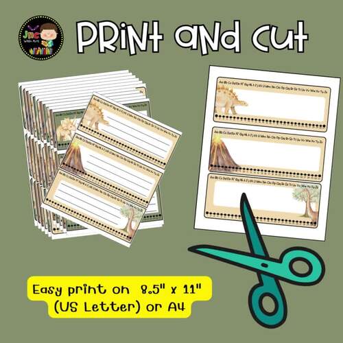 Ediatable Desk Name Plates Dinosaur Themed by JNC with Art | TPT