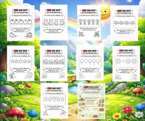 Odd One Out Spot the Difference Worksheets | Visual Discrimination Activity