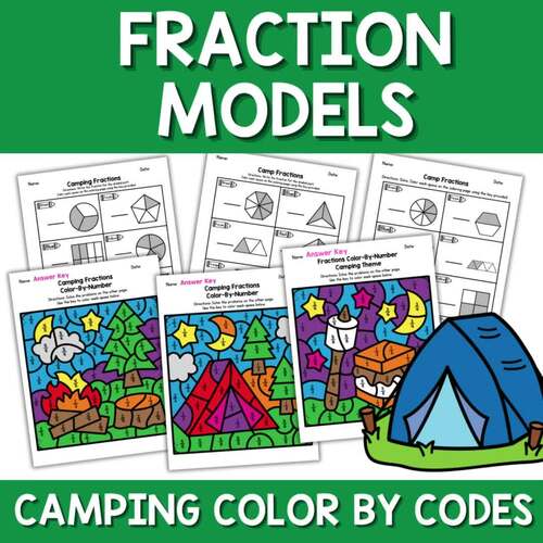 Camping Fractions Color by Number Worksheet Bundle | Camp Day Math ...