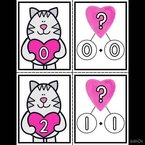 1st Grade Doubles Number Bonds Matching Cards | Valentine Math Centers