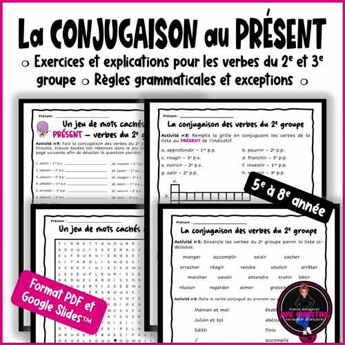 Les verbes au présent 2e et 3e groupe - Present Tense French Verbs Workbook