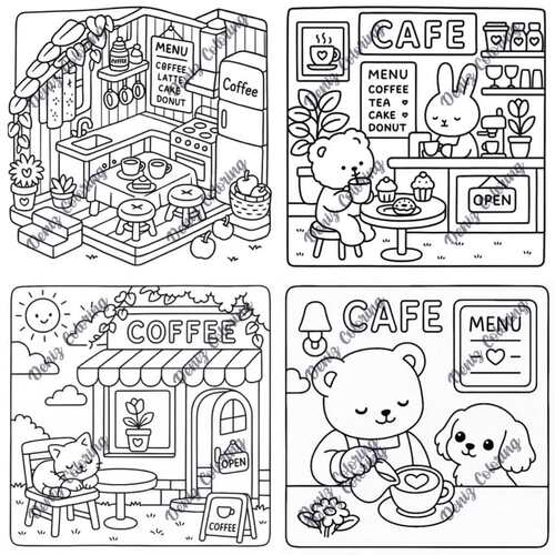 Cafe Coloring Book for Kids and Students – Fun Coffee Shop Themed ...