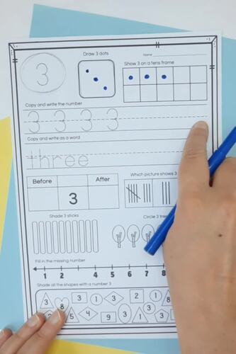Number Sense to 10 Math Worksheets - Write, Draw & representing numbers ...