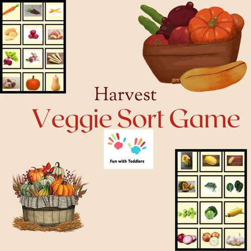 Harvest Veggie Sorting Game for Toddlers | Printable Preschool Activity