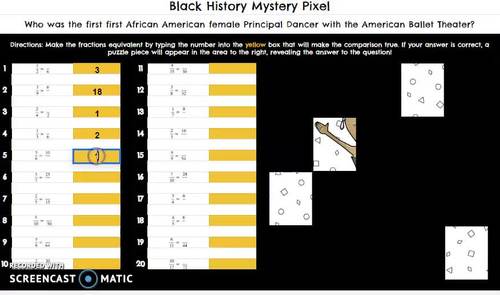 Black History Math Mystery Puzzle-Misty Copeland - Equivalent Fractions ...