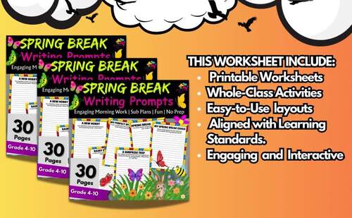 Spring Break Opinion Prompt Writing Activities 4th,5th,6th,7th,8th,9th,10th