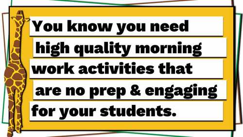Morning Work Bundle Kindergarten or 1st Grade Morning Work for All Year