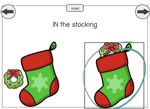 Christmas Spatial Concepts/Prepositions BOOM CARDS for Distance Learning