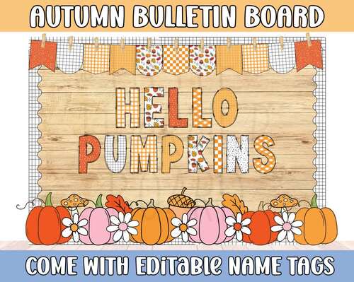 Fall Bulletin Board Kit | Pumpkin Patch | September October Autumn ...