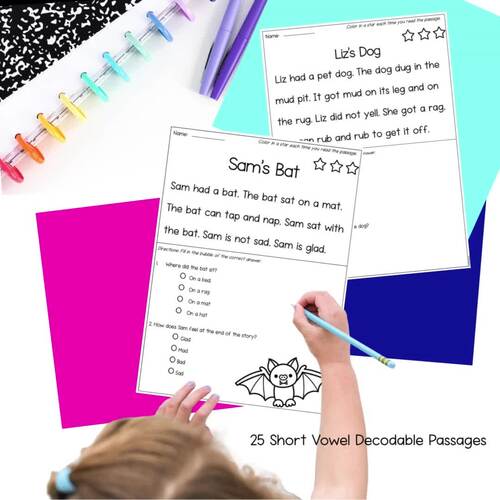 Short Vowel Decodable Reading Passages with Comprehension Questions