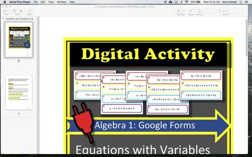 Equations with Variables on Both Sides Digital Activity: Sum of 3 (or 4)