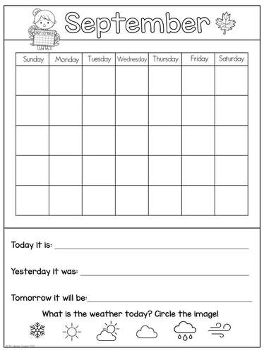 Daily Calendar Pages for Students | Morning Calendar Worksheets