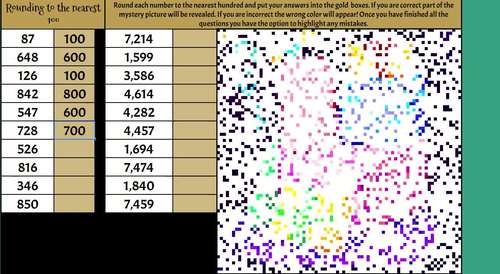 Rounding to the nearest 100 Christmas Math Pixel Art Mystery Picture