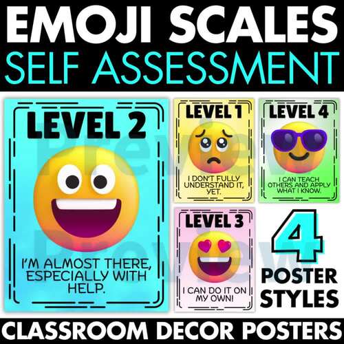 Emoji Self Assessment Posters Levels of Understanding Scale Classroom ...
