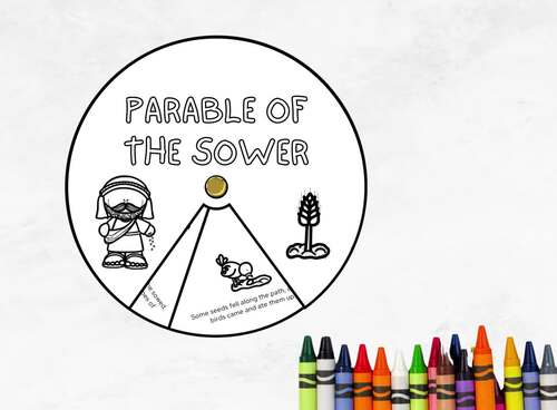 Parable of the Sower, Bible Spinning Wheel, Sunday School Coloring Craft