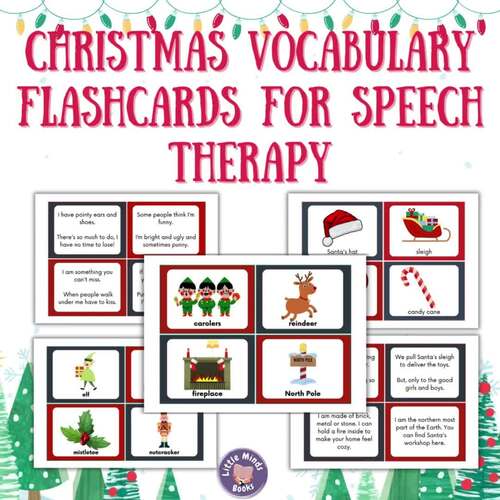 christmas vocabulary flashcards for speech therapy by Little Minds Books