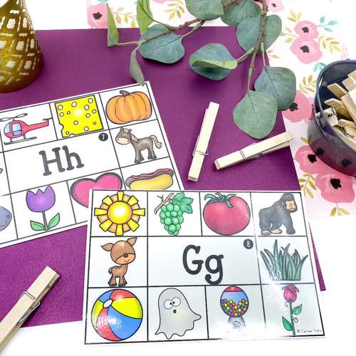 Beginning Sounds Clip Cards Activity - Alphabet Centers for Initial Sounds