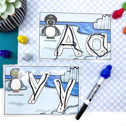 Penguin Alphabet Tracing Cards for Letter Formation - Arctic Animal ...
