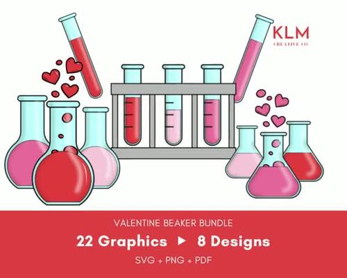 Valentines Science Chemistry Beakers SVG Clip Art Bundle Collection