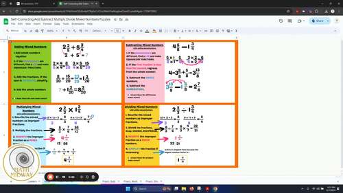 Add Subtract Multiply Divide Mixed Numbers Google Sheet by Math Midway
