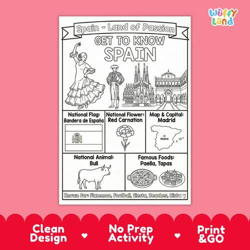 Spain Country Study | Geography Coloring Poster | Hispanic Heritage ...