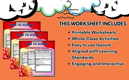 SEPTEMBER BACK TO SCHOOL ALL ABOUT ME READING COMPREHENSION PASSAGE GR 2-8