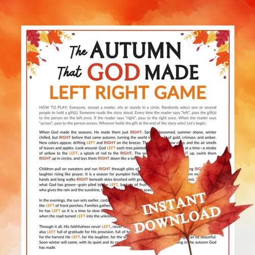 The Autumn That God Made Left Right Group Game: Christian Fall Printable