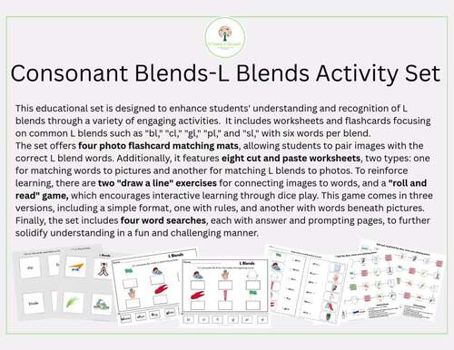 Consonant Blends Activity Set-L blends (Speech Therapy- bl, cl, fl, gl ...