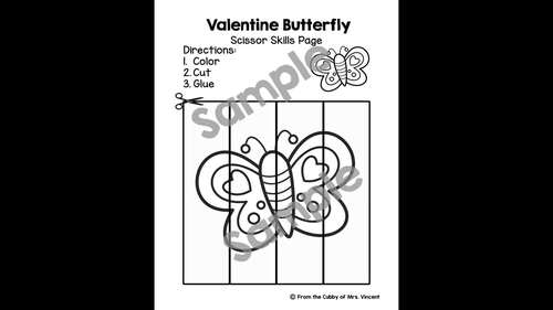 Valentine Butterfly Scissor Skill Cutting Practice - 2 Variations