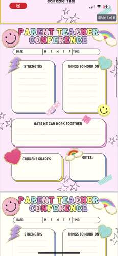 Parent Teacher Conference Forms & Reminders by Kindergarten Kitties