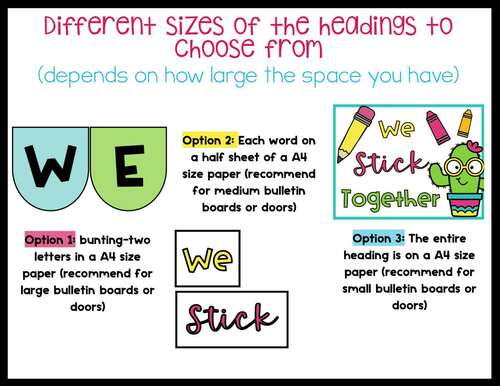 Back to School Bulletin Board We Stick Together Cactus Themed Door Decor