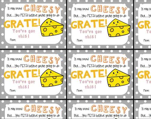 Cute Cheez-It/ Cheetos/ Cheese Snack Testing Motivation Treat Tags