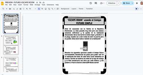 Spanish Future Tense Practice: Escape Room -Futuro simple Español