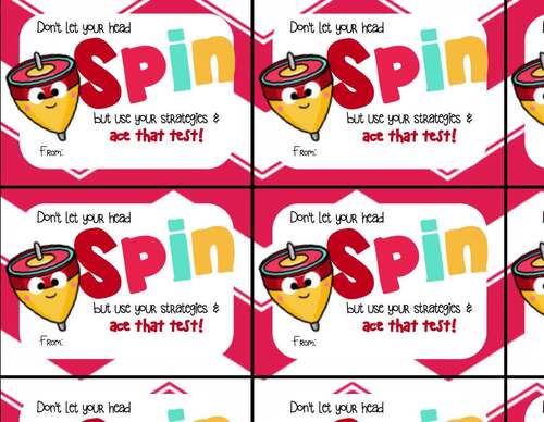 Spinning Tops Testing Motivation Gift Tag- Don't let your head spin but ...