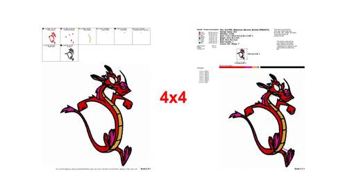 Dynamic red and gold Mushu dragon running embroidery designs - Instant ...
