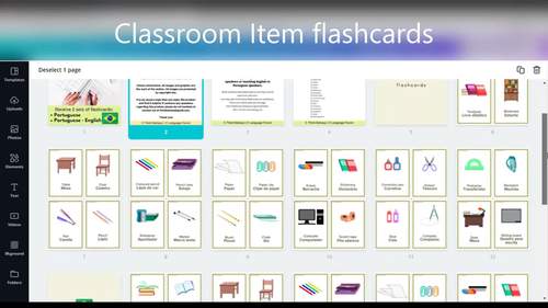 PORTUGUESE stationery FLASH CARDS | classroom items portuguese flashcards
