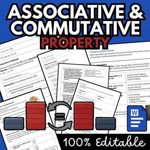 Associative and Commutative Property Worksheet Math Practice Grades 2–4 ...