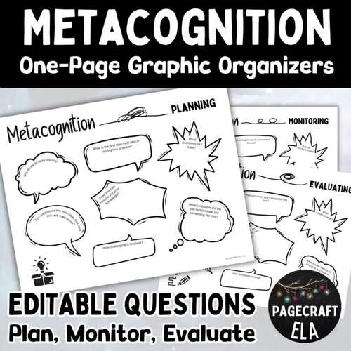 Metacognition One-Pagers | Graphic Organizers for Any Task | Deep Thinking